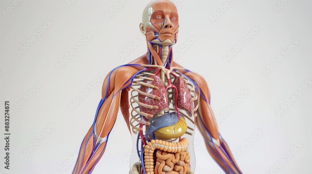 Realistic 3D model of human endocrine system, isolated on white ...