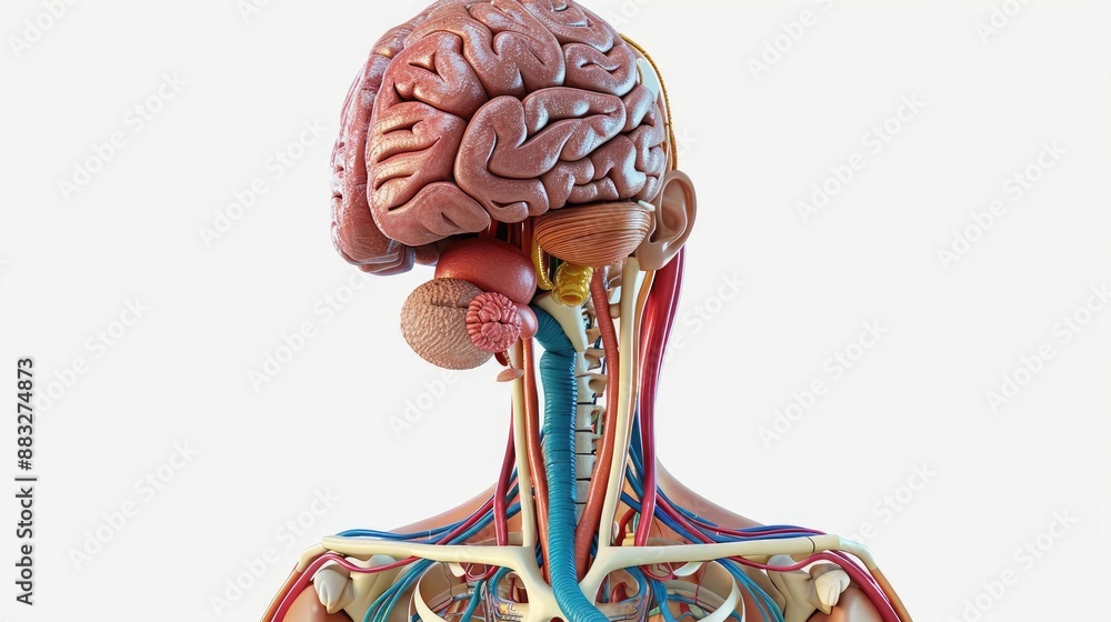 Realistic 3D model of human endocrine system, isolated on white ...