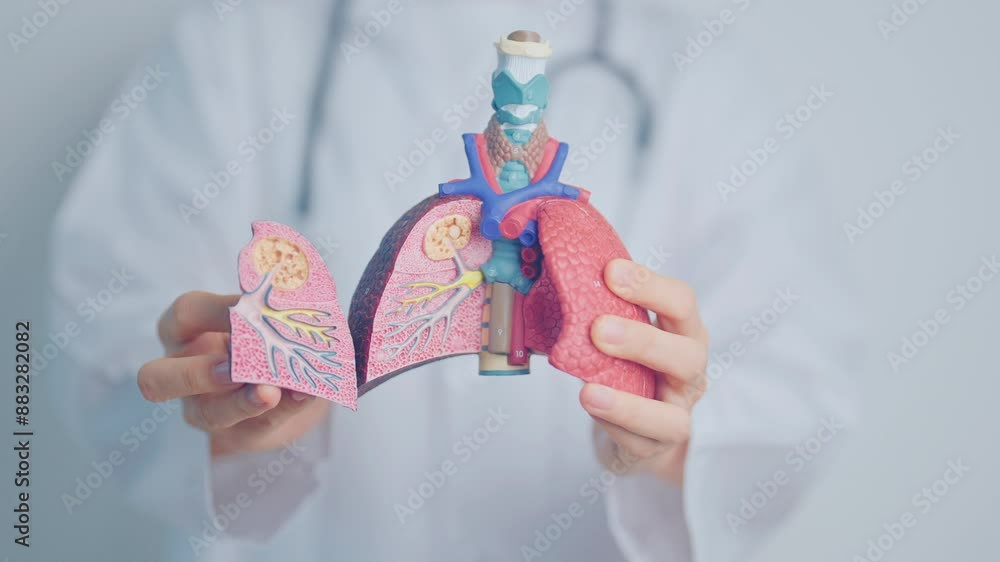 Doctor with Smoker and normal Lung anatomy for Disease. Lung Cancer ...