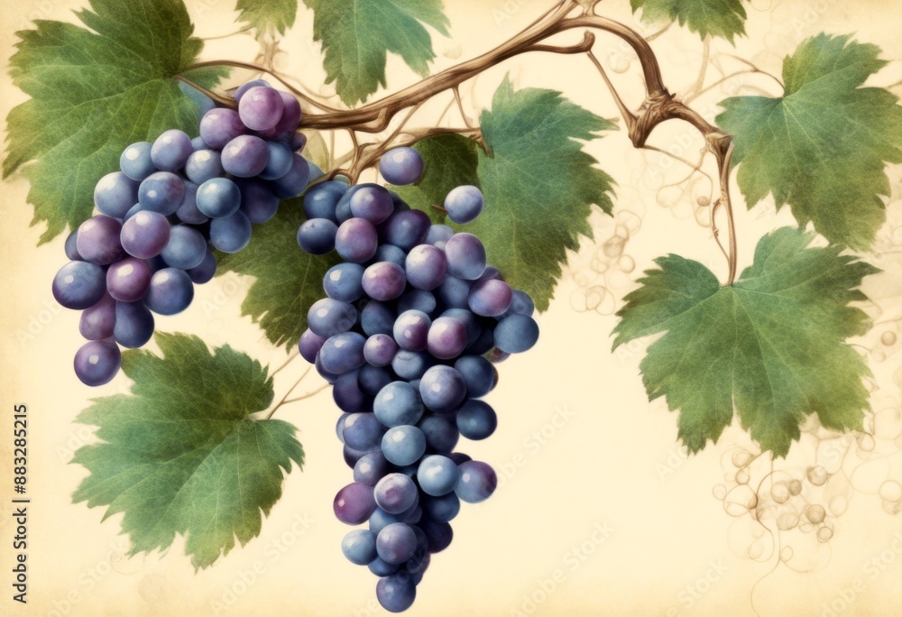 life botany grapevine botanical illustration purple background ...