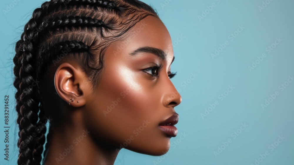 BEAUTIFUL BLACK WOMAN IN PROFILE WITH A DREADS HAIRSTYLE Stock Photo ...