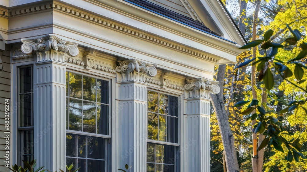 Foto de The architectural detailing around the windows of a Suburban ...