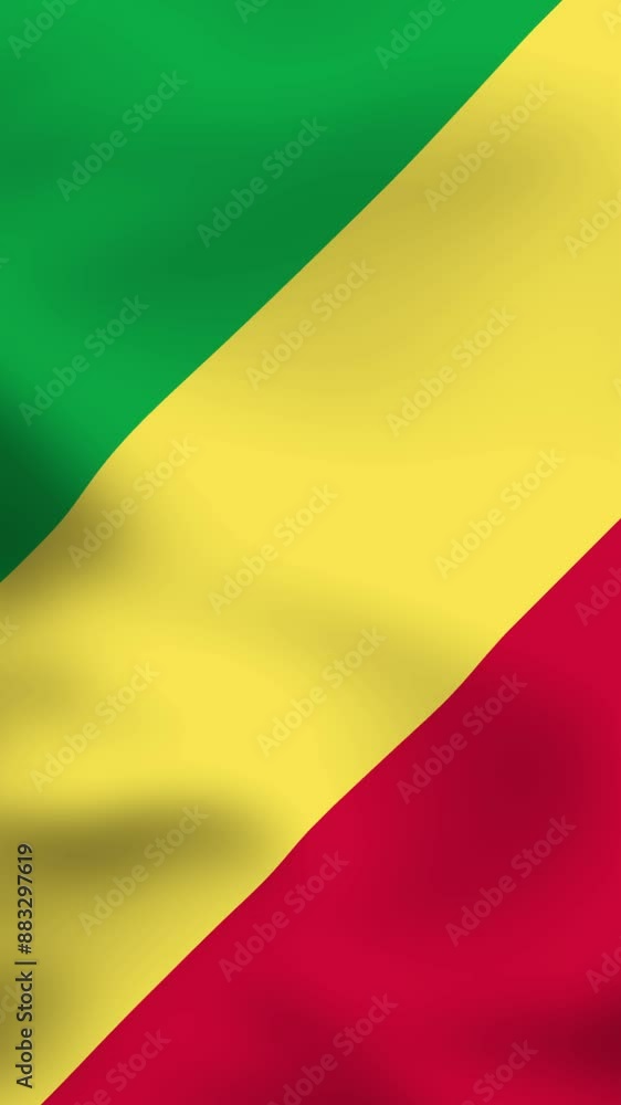 Vertical, portrait, video waving national flag of Congo. Smooth ...