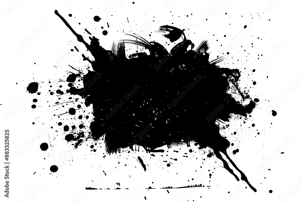 Black ink splash grunge texture, abstract png file cut out and isolated ...