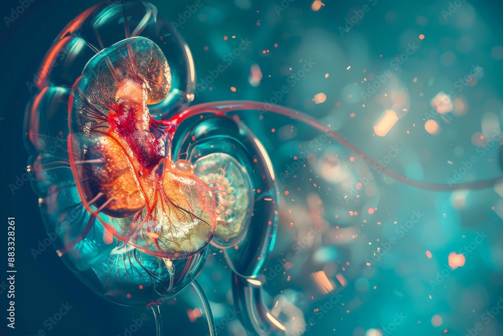 Human kidney hologram cross section on world kidney day awareness ...