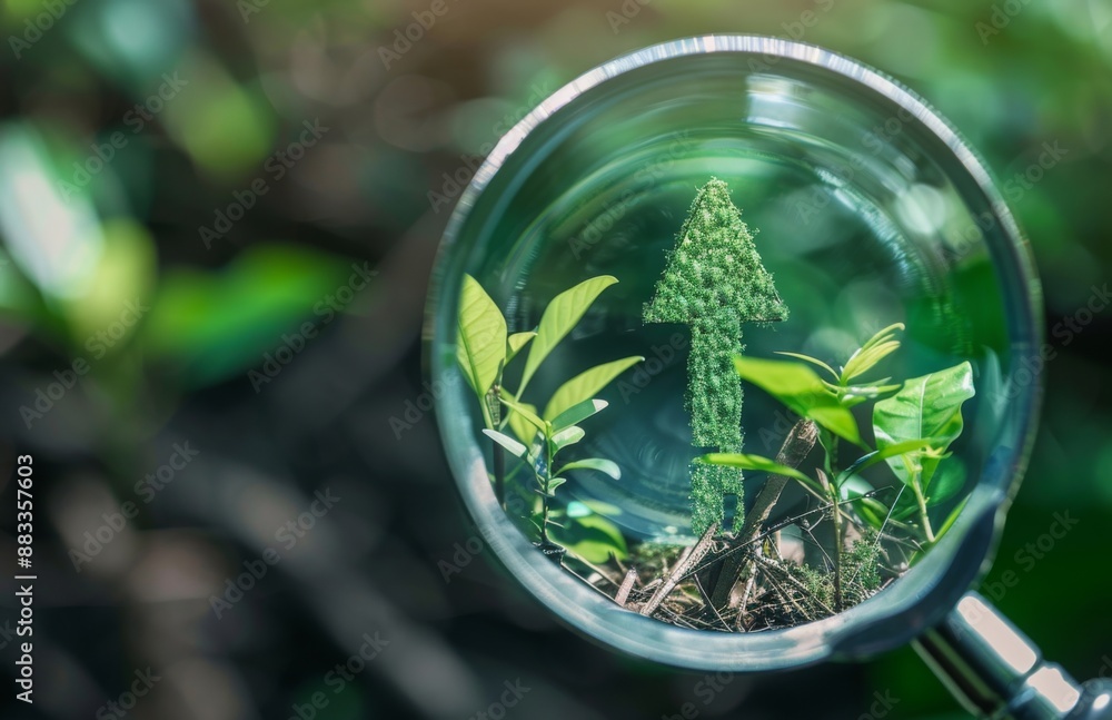 Green Arrow Pointing Up in a Magnifying Glass: A Symbol of Urban ...