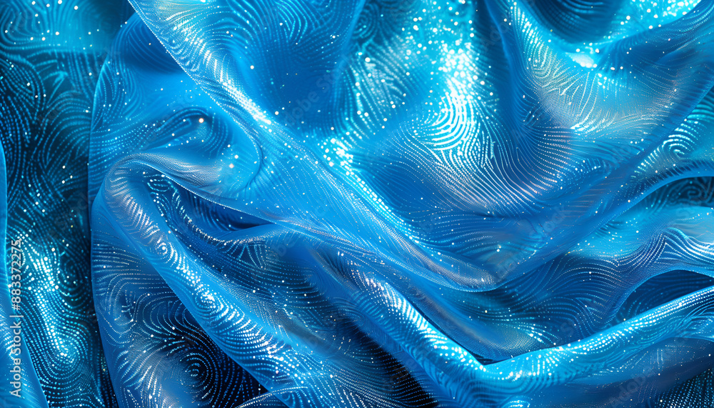 Texture, background, The fabric has a bright blue, aqua, azure color ...