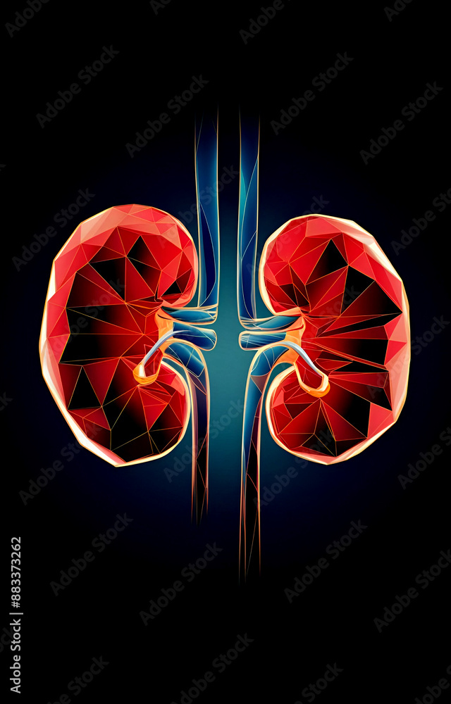 Human Kidney Low Poly Design Dark Blue Background Medical Banner for ...