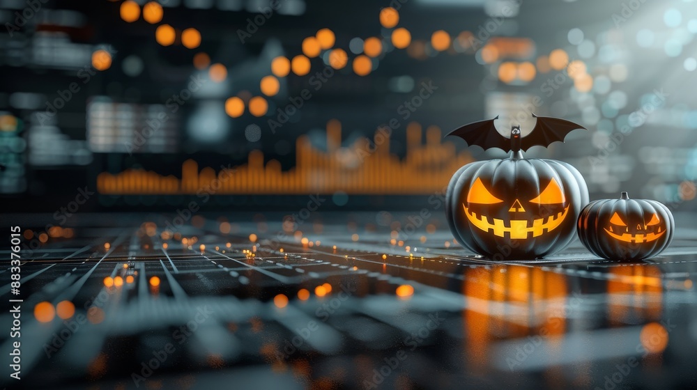 Spooky Halloween Financial Dashboard with Pumpkin and Bat Icons for ...