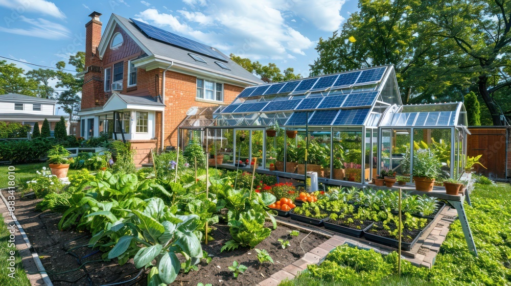 The custom-built, eco-friendly greenhouse of a Suburban Colonial home ...