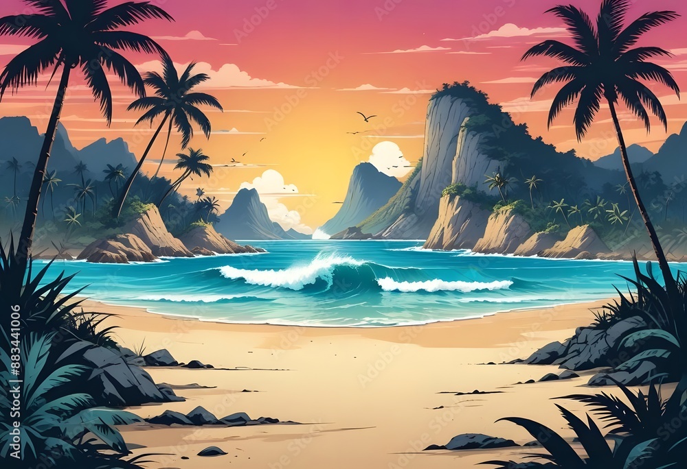 beach with trees, beach sunset, sunset on the beach, nature photography ...
