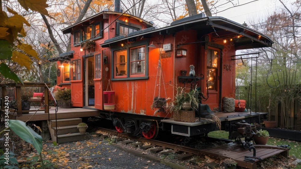 The vintage train caboose converted into a backyard retreat at a ...