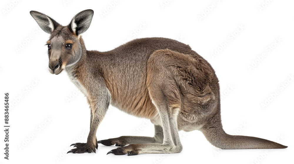 Full Body kangaroo Isolated on Solid White Background, Australian ...