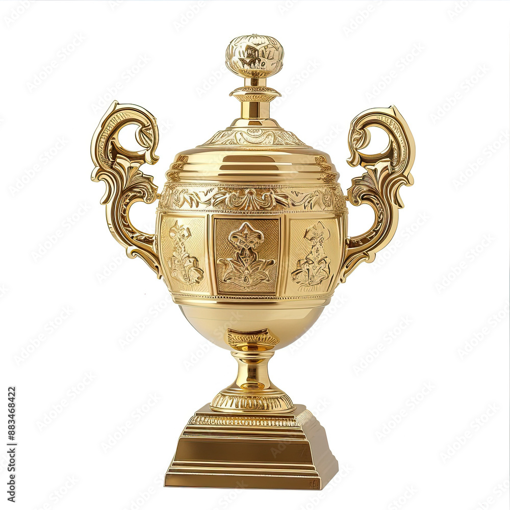 Luxury Golden Award Trophy Isolated on White Background, Golden Trophy ...