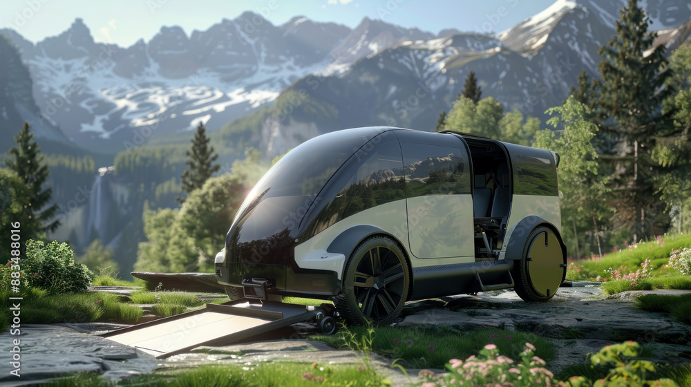 An electric vehicle is designed for people with disabilities. It has a ...