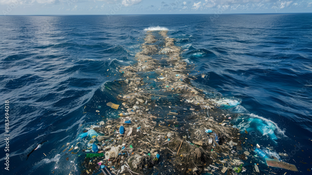 Huge island of plastic waste in the ocean, known as the Great Pacific ...