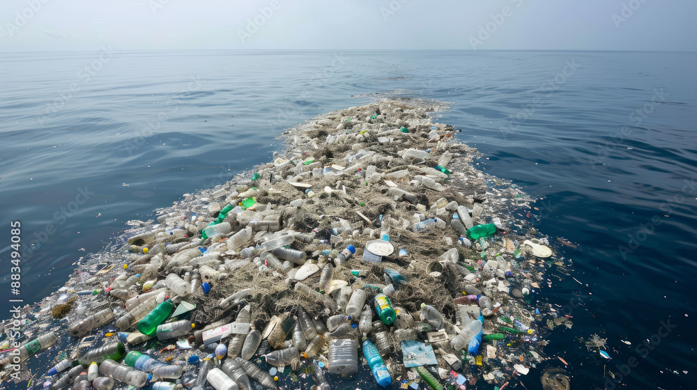 Huge island of plastic waste in the ocean, known as the Great Pacific ...