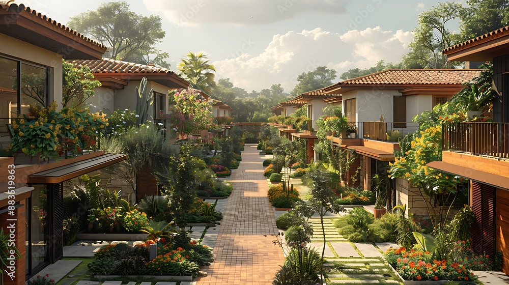 Elegant depiction of a Suburban Apartment complex with modern design ...