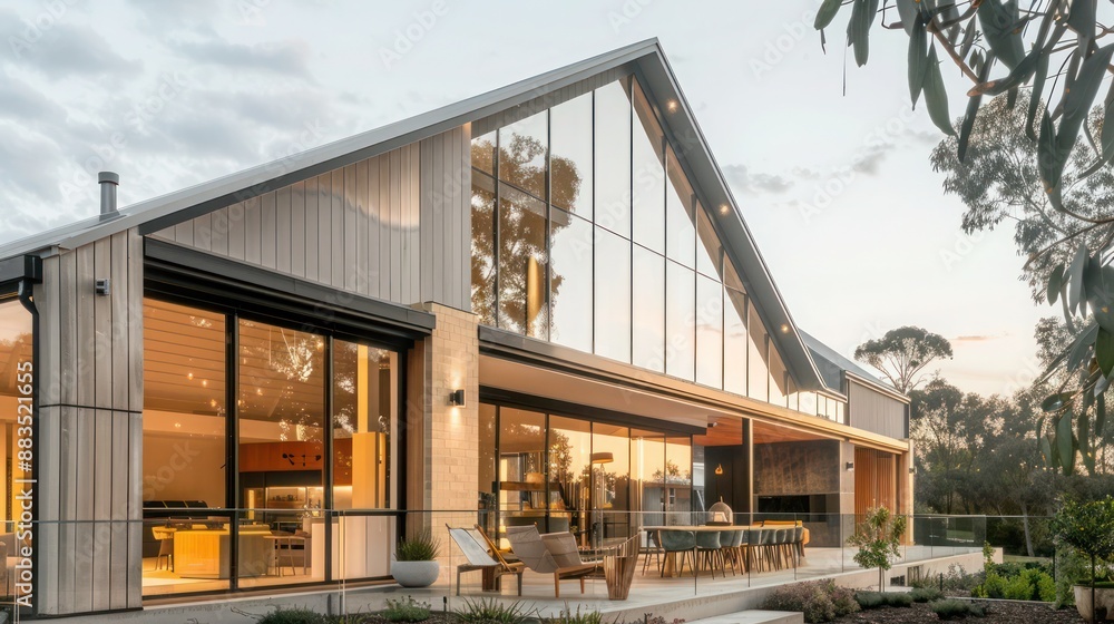 suburban farmhouse with a focus on modern Australian design, featuring ...