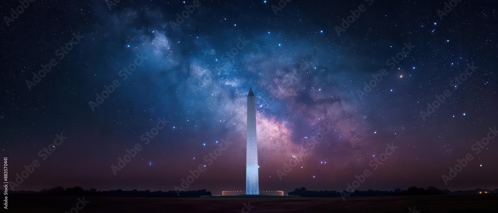 The Washington Monument turned into a supernatural scene, its towering ...