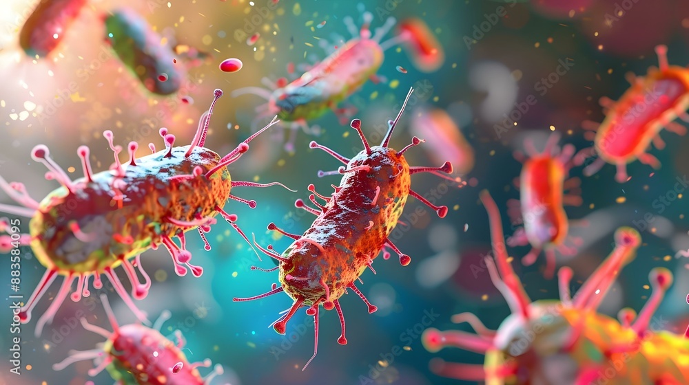 High-resolution microscopic image of bacterial pathogen invasion Stock ...