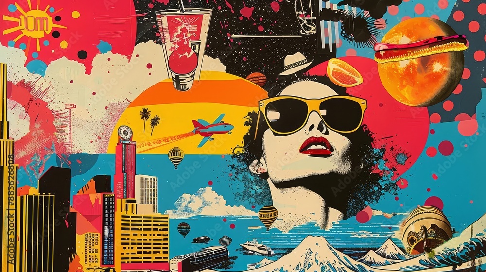 The Consumerist Dreamscape Pop Art A vibrant pop art collage depicting ...