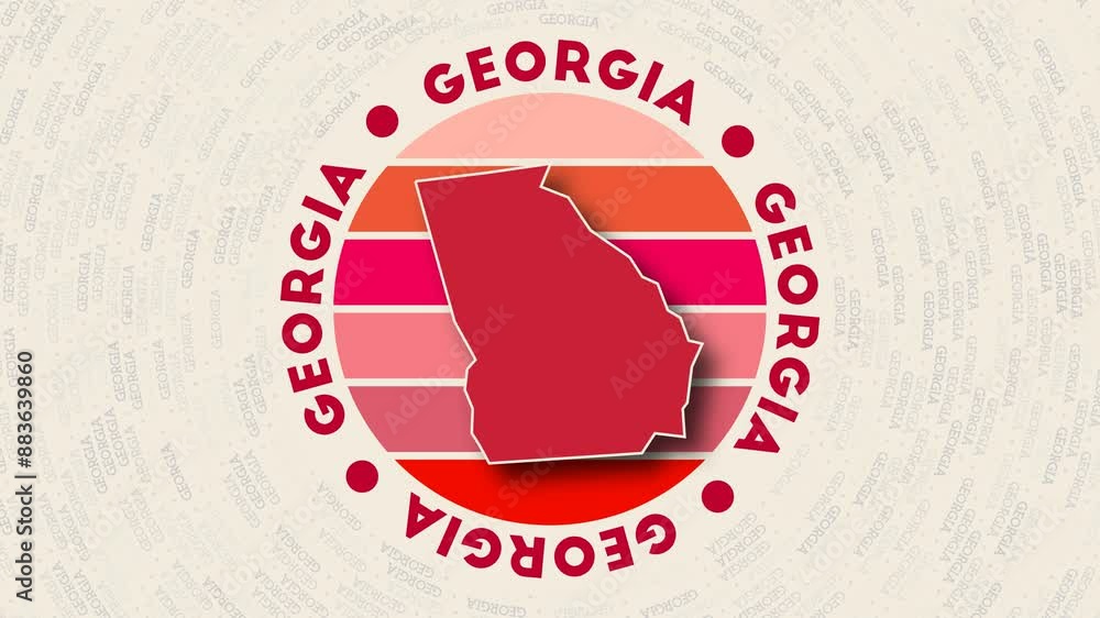 Georgia logo intro. Badge with the circular name and map of us state ...