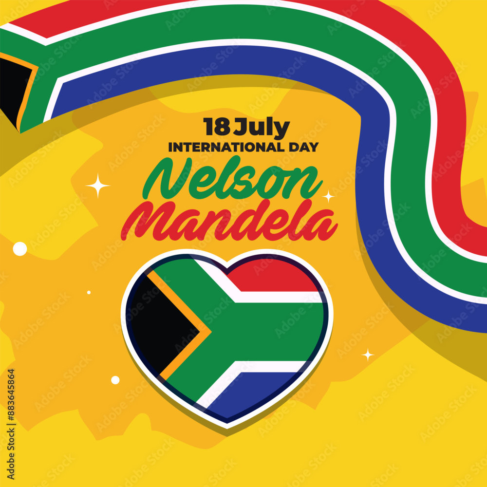 Banner Celebrate International Nelson Mandela Day July 18. Text design ...