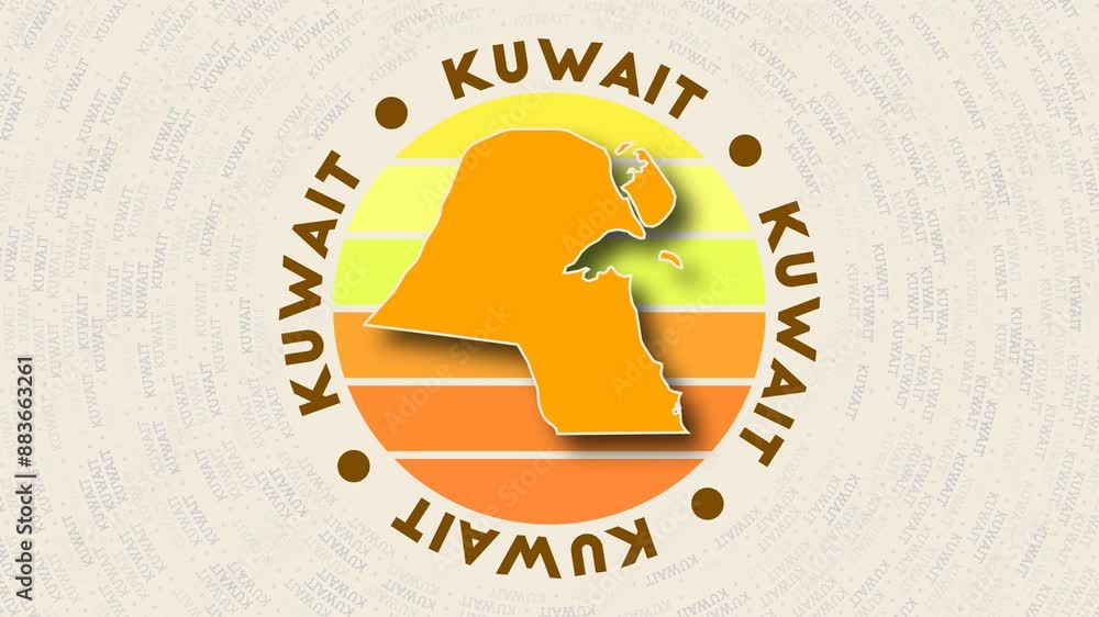 Kuwait logo intro. Badge with the circular name and map of country ...