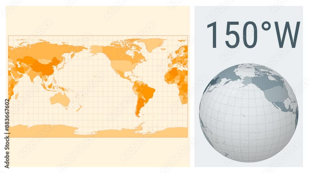 World Map Animation. Patterson cylindrical projection. Colored ...