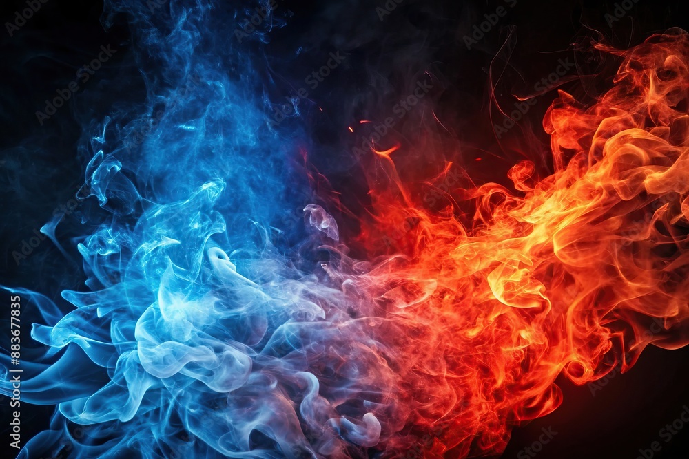 blue fire and red fire black background dark background, background ...