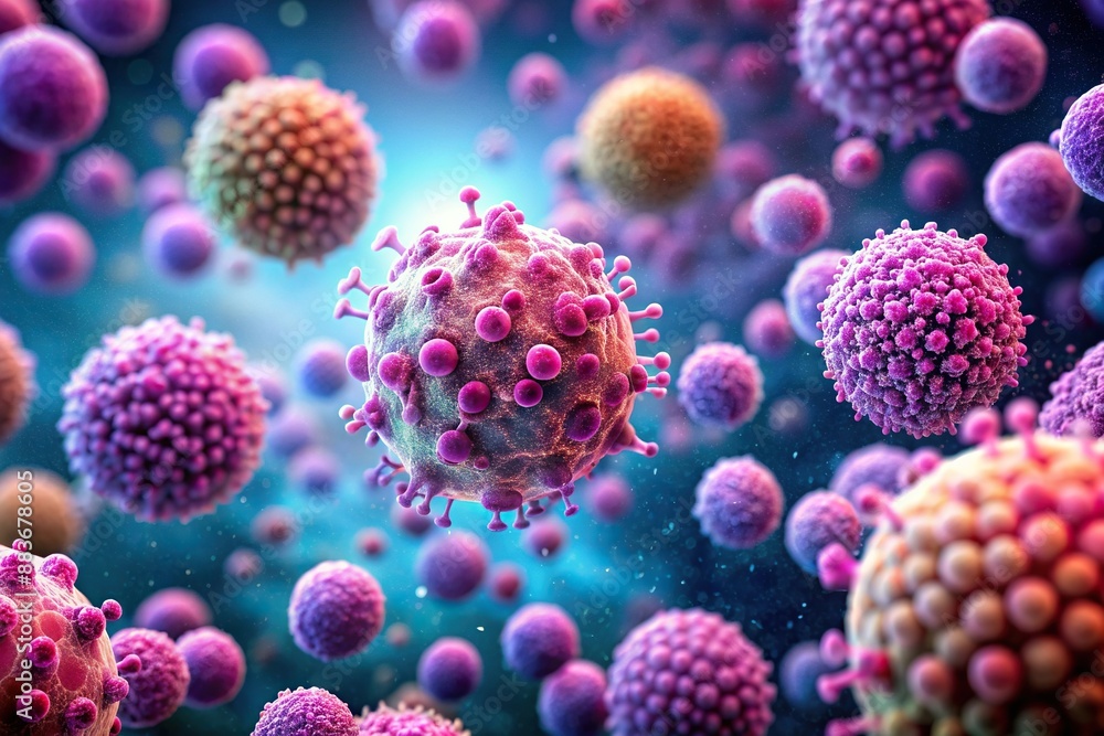 Molecular structure of cancer cells under microscope realistic macro ...