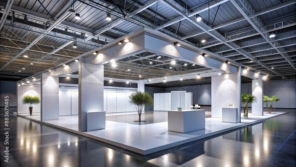 Exhibition Stand Design Minimalist White Booth with Spotlights ...