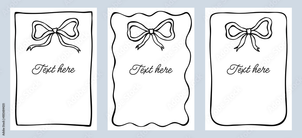 Vertical border frame card. Set bow frames template with space for text ...