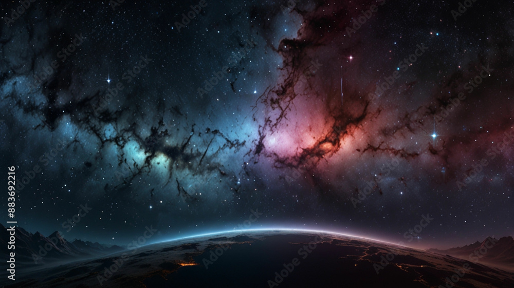 Space background featuring nebula and stars in a 360-degree ...