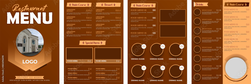 Restaurant menu design. Vector brochure template for cafe, coffee house ...