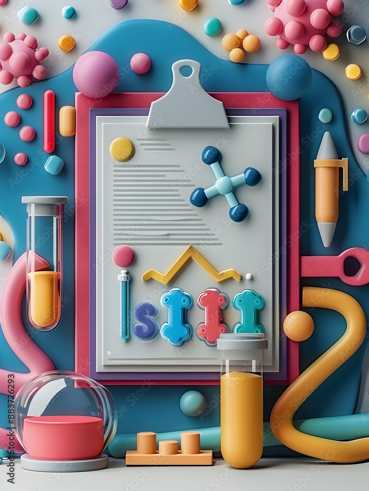 Lab Notebooks with Certificate and ISO Seal 3D Flat Icon Concept for ...