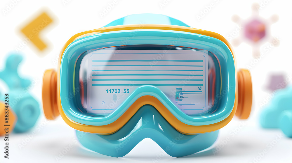Safety Goggles with Certificate and ISO Badge 3D Flat Icon for ...