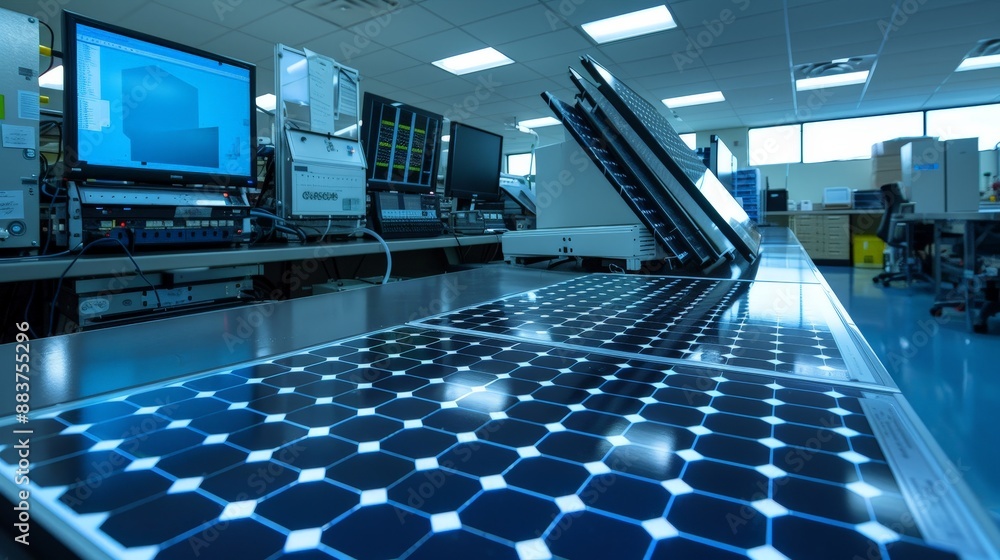 A renewable energy lab where scientists are developing new solar panels ...