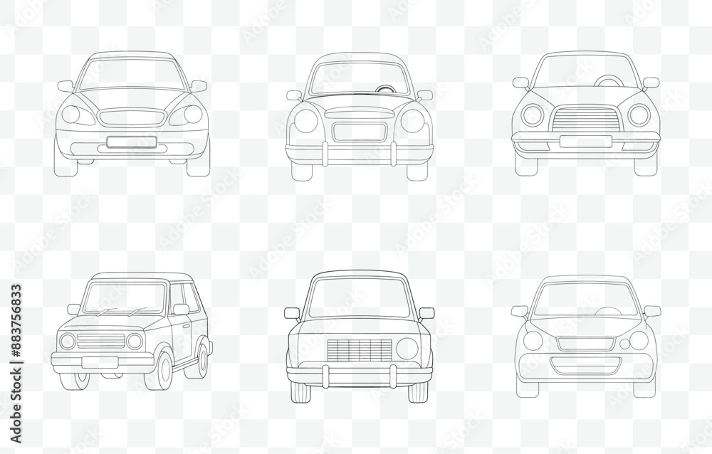 Print Comprehensive Collection of Car Line Art Vector Set for Creative ...