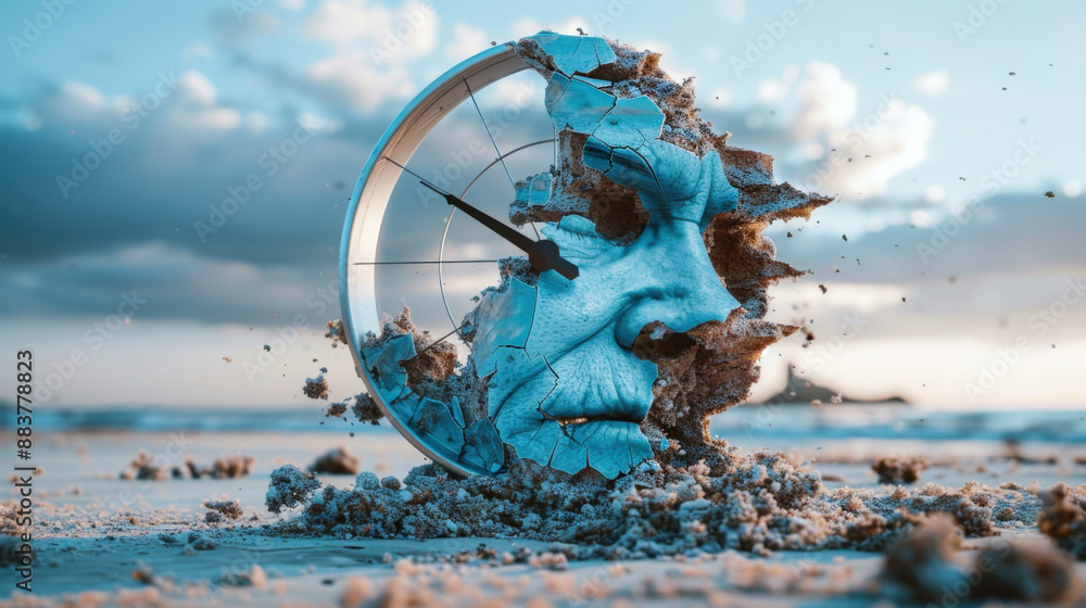 surreal, melting clock face to represent the distorted perception of ...