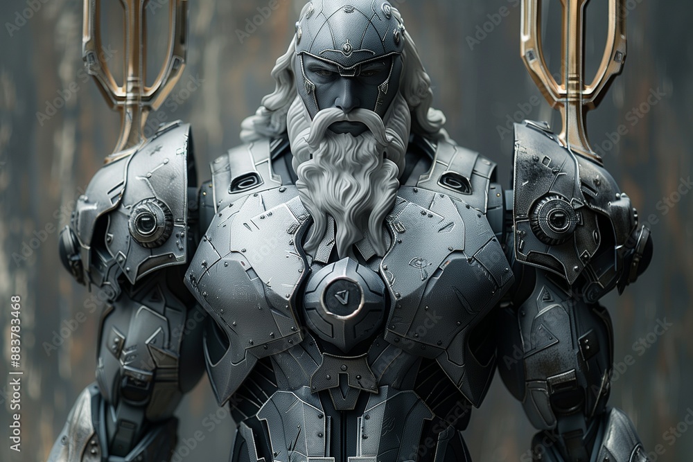 Realistic Greek God Poseidon Majestic Robotic Statue, Sleek and Modern ...