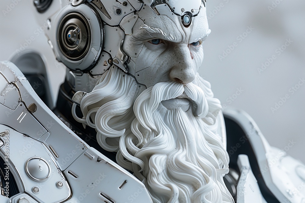 Realistic Greek God Poseidon Majestic Robotic Statue, Sleek and Modern ...