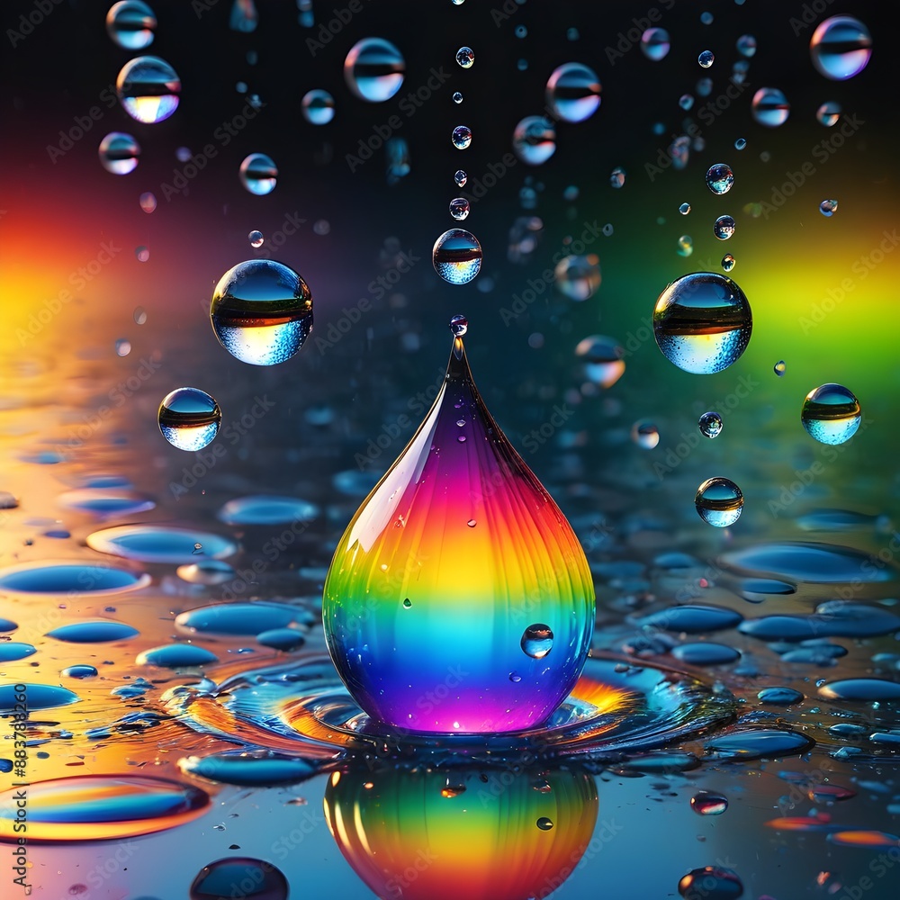 Generative AI. Check out this awesome rainbow water drop! It's like a ...