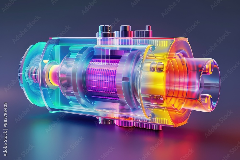 Neon Glowing Reactor Core A cross-section of a nuclear reactor core ...