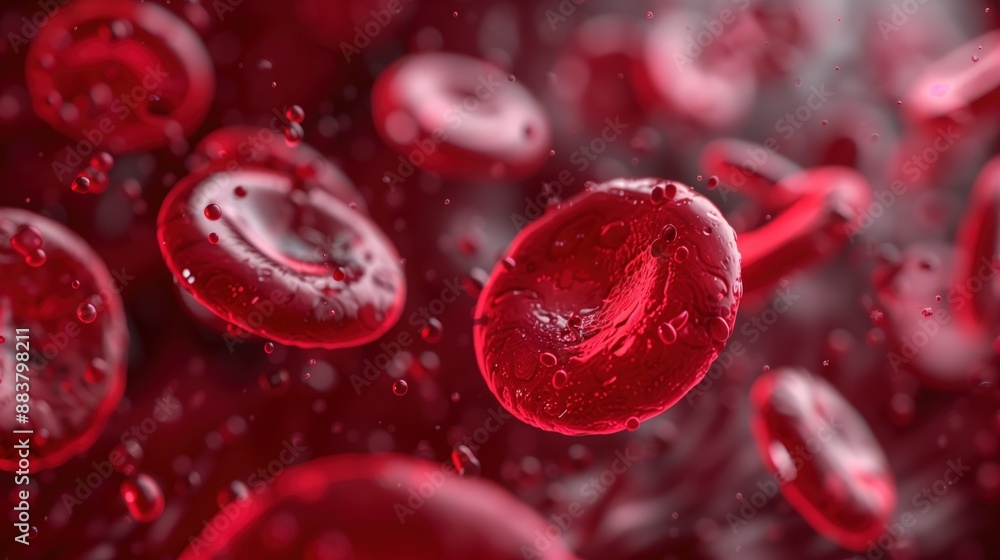 Microscopic view of red blood cells in plasma illustrating cellular ...
