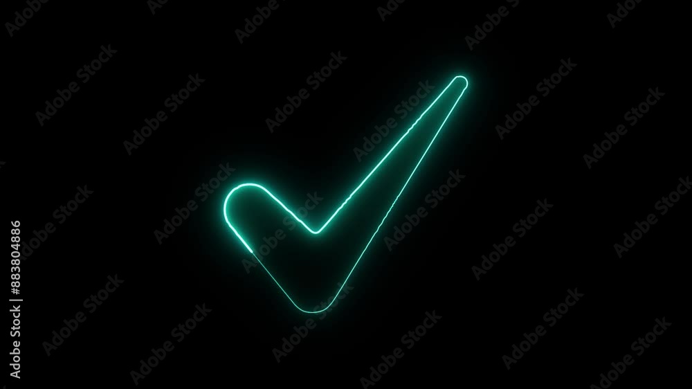 Neon check mark icon animated. Light check symbol and Success check ...
