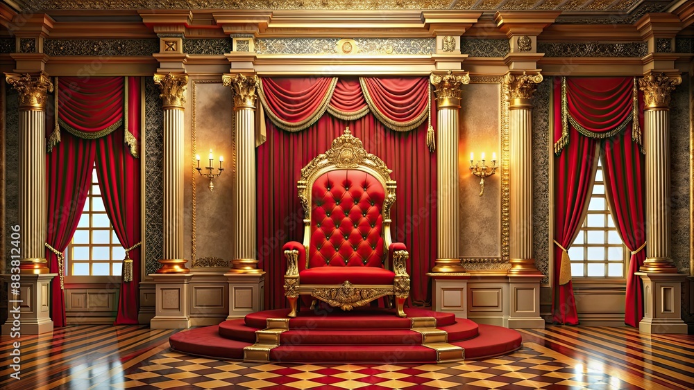 A lavish throne in a grand room symbolizing power and importance ...