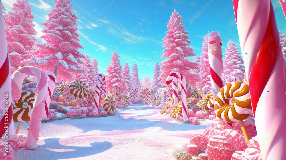 D forest of candy canes and lollipops in a candyland environment AI ...
