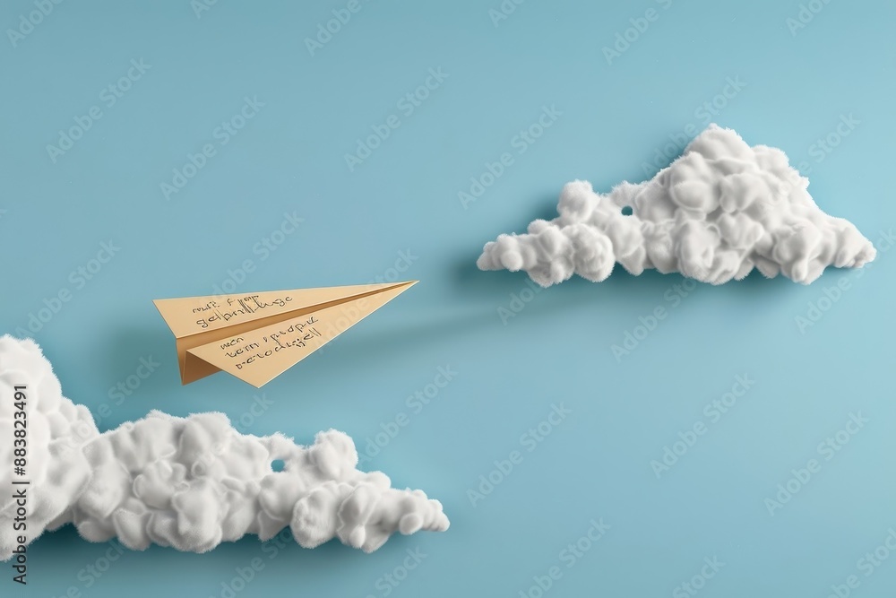 Digital illustration of a sticky note transforming into a paper ...